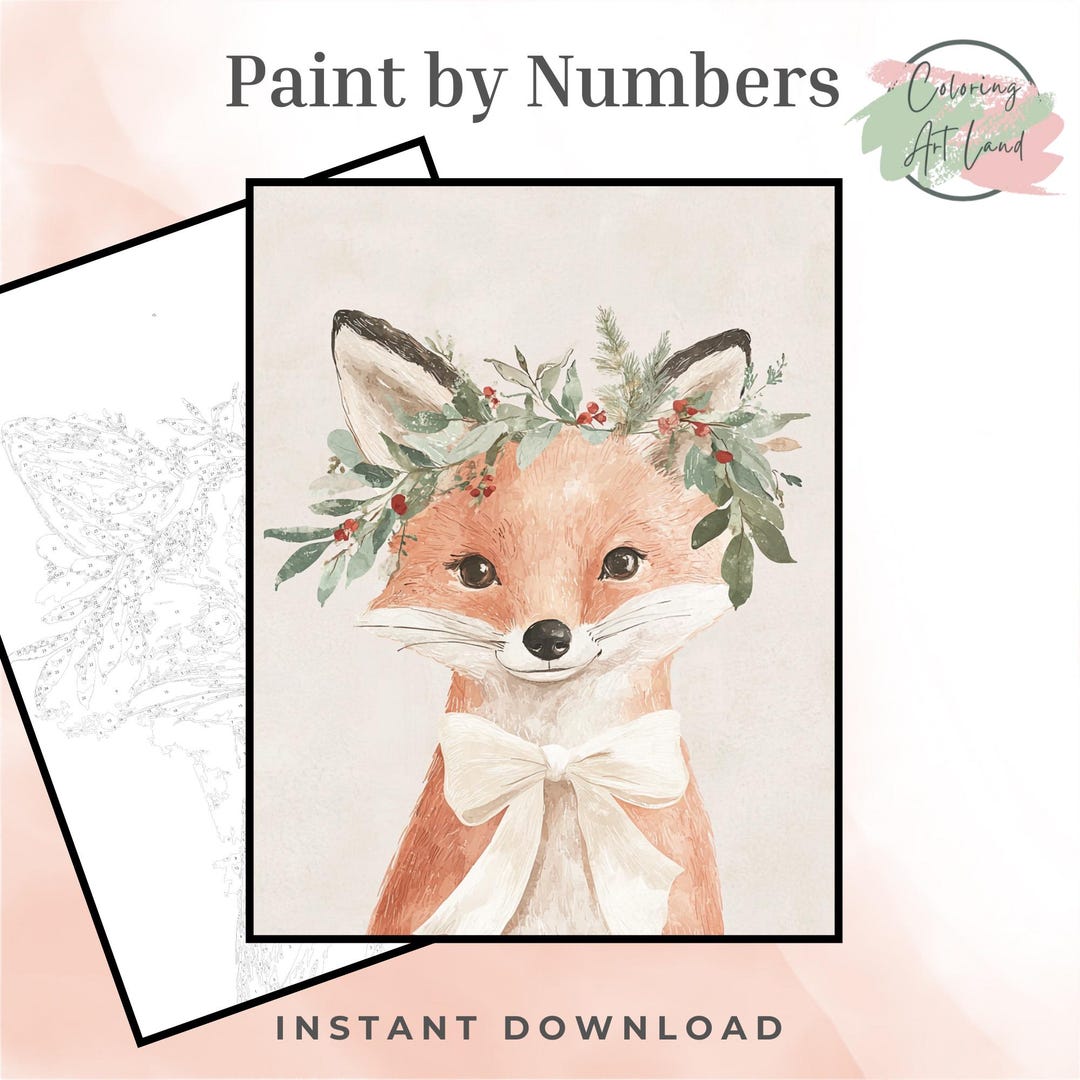 Cute Christmas Fox Color by Numbers, Christmas Coloring Activity ...