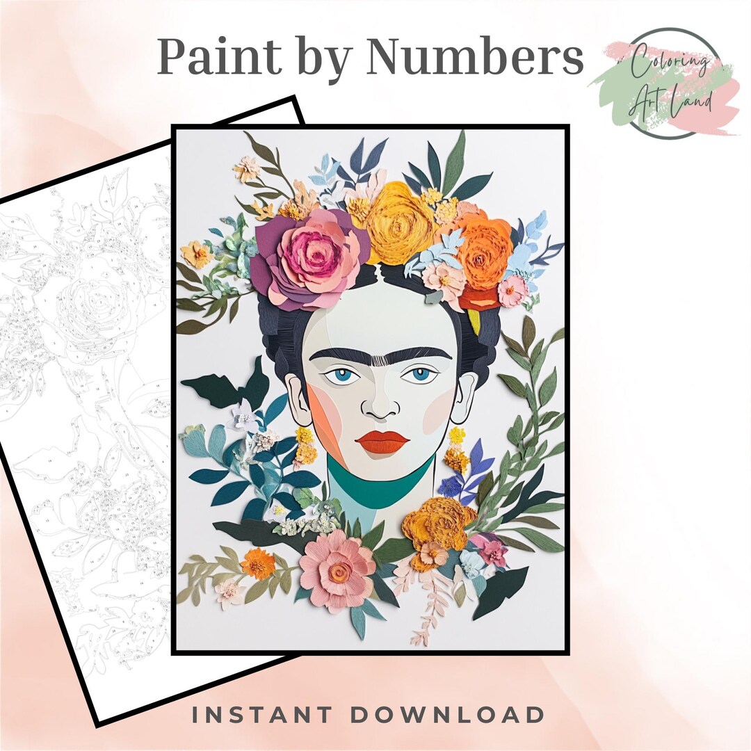 Woman Coloring, Frida Paint by Numbers, Coloring Pages, Color by ...