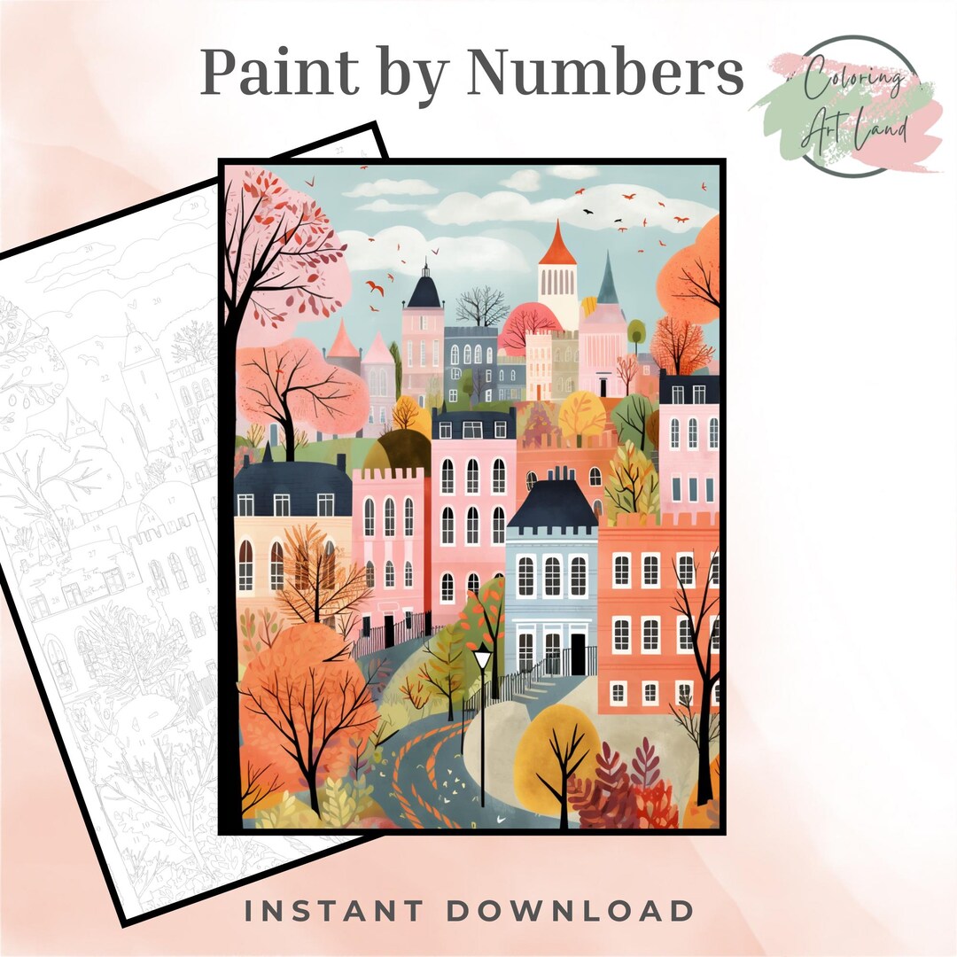Naive Houses in Autumn, Paint by Numbers, Naive Coloring Pages, Color ...
