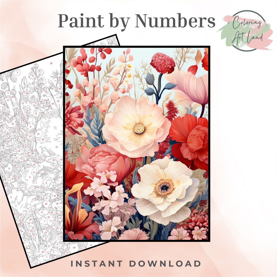 Poppies Flowers Paint by Numbers, Flowers Coloring Pages, Color by ...