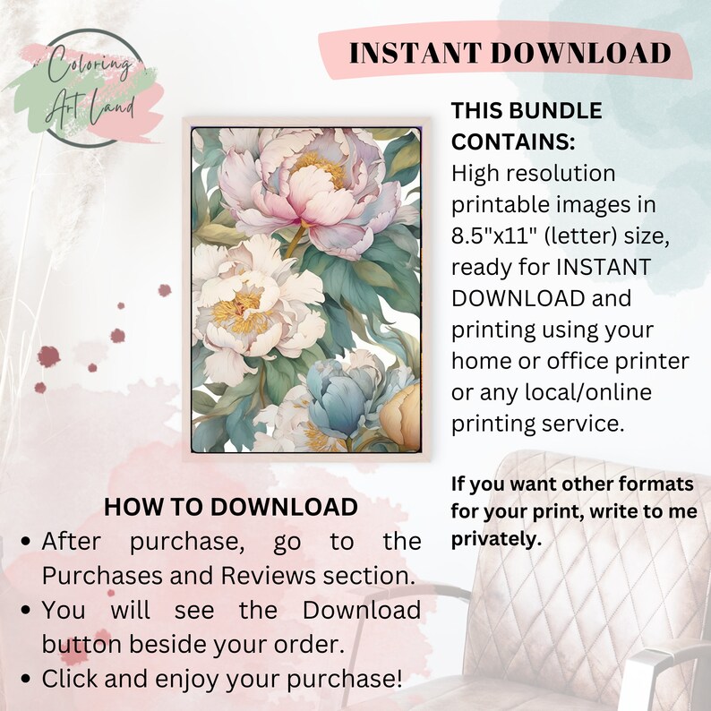15 Peonies Painting, Paint by Numbers, Flowers Coloring Pages, Color by ...
