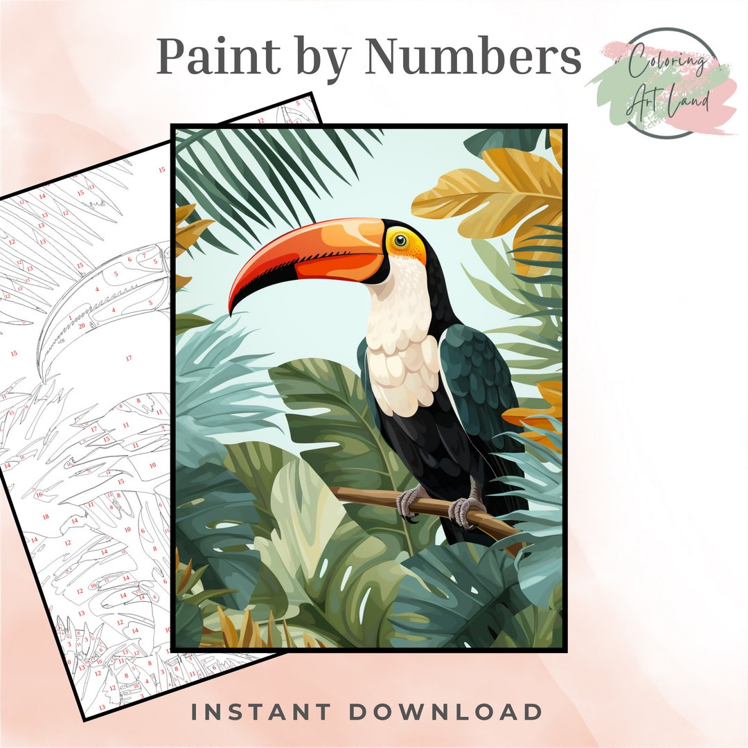 Beautiful Toucan Paint by Numbers, Animal Coloring Pages, Color by ...