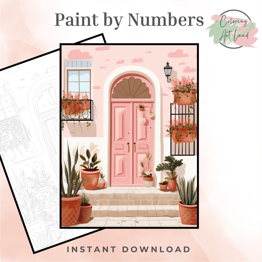 Door Paint by Numbers, House Coloring Pages, Coloring Sheet, Adults ...