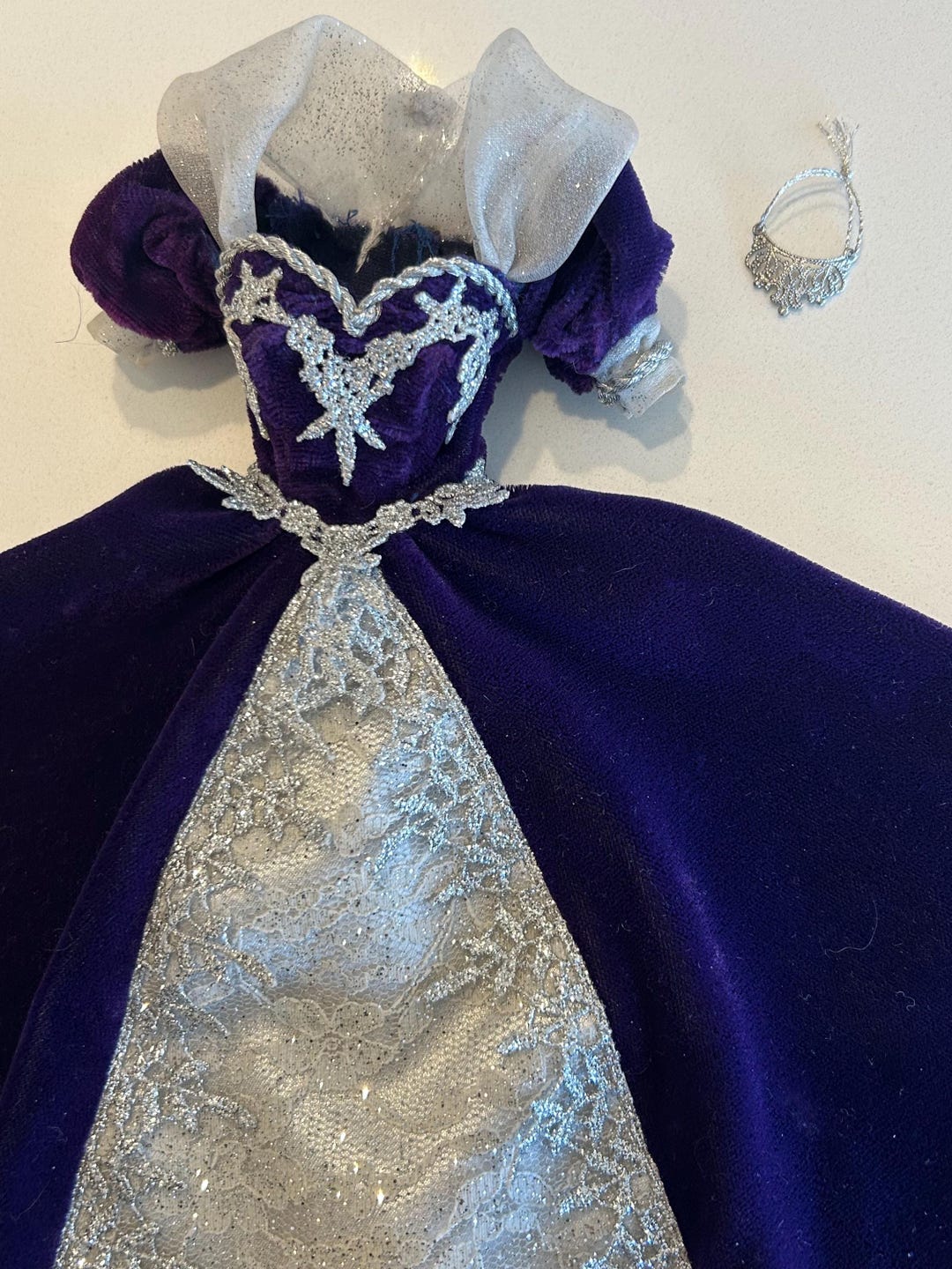 Ball Gown for 11.5” Fashion Dolls, Purple Velvet With Sparkly Silver ...
