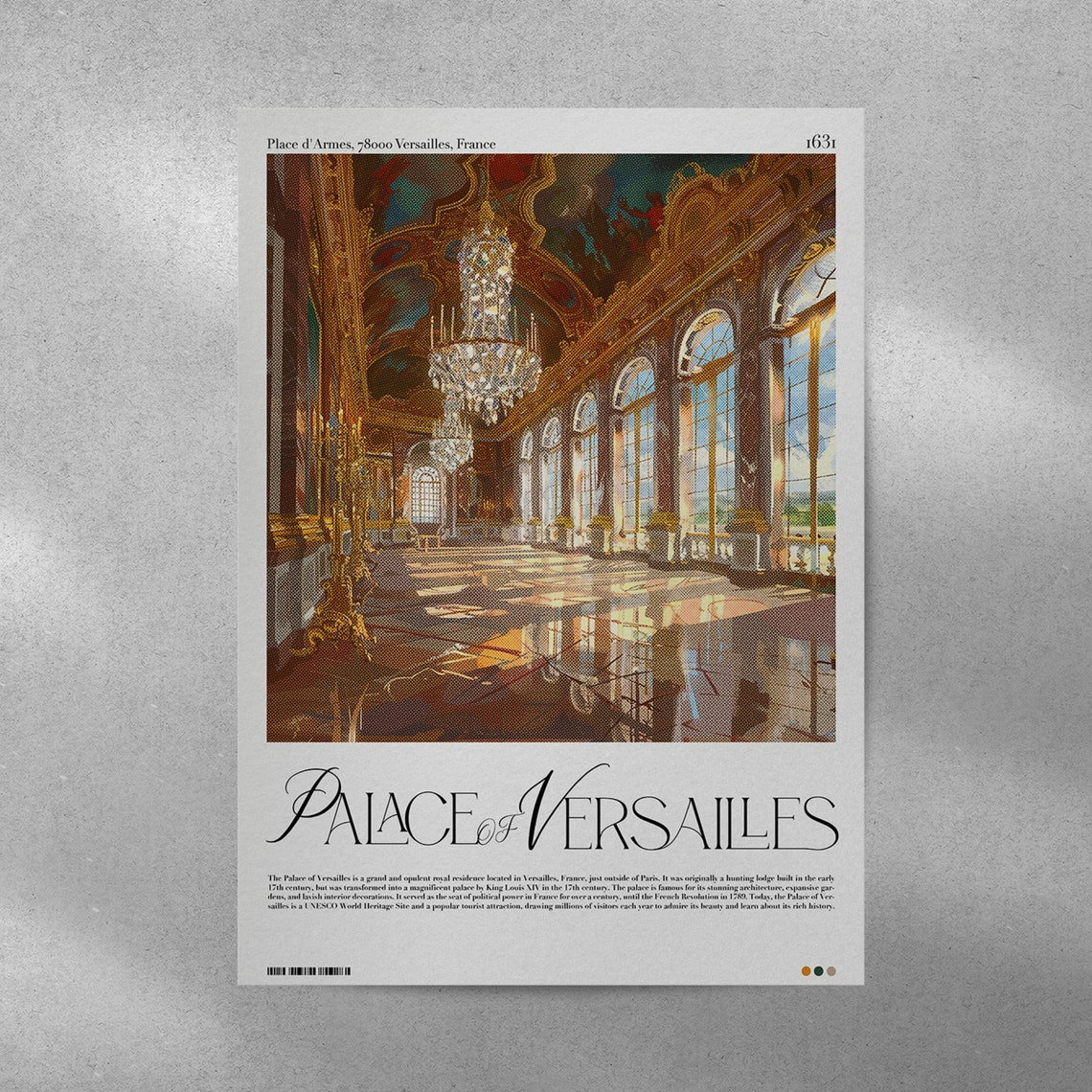 Palace of Versailles Poster | Modern Hall of Mirrors Print | Digital ...