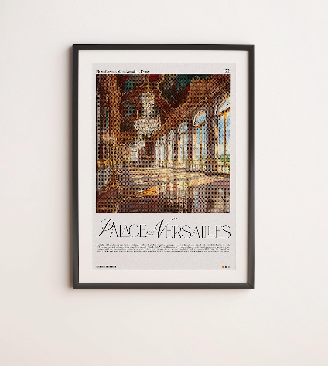 Palace of Versailles Poster | Modern Hall of Mirrors Print | Digital ...
