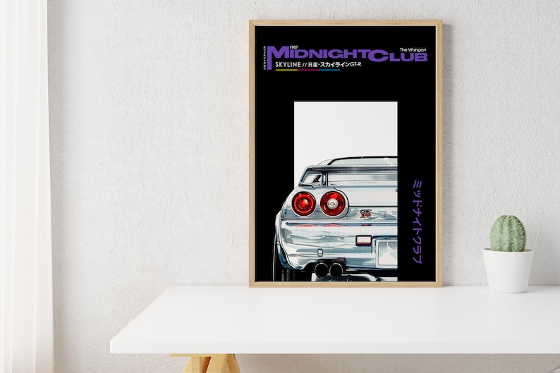 JDM Skyline Poster Midnight Club Design Japanese Car Art Digital ...