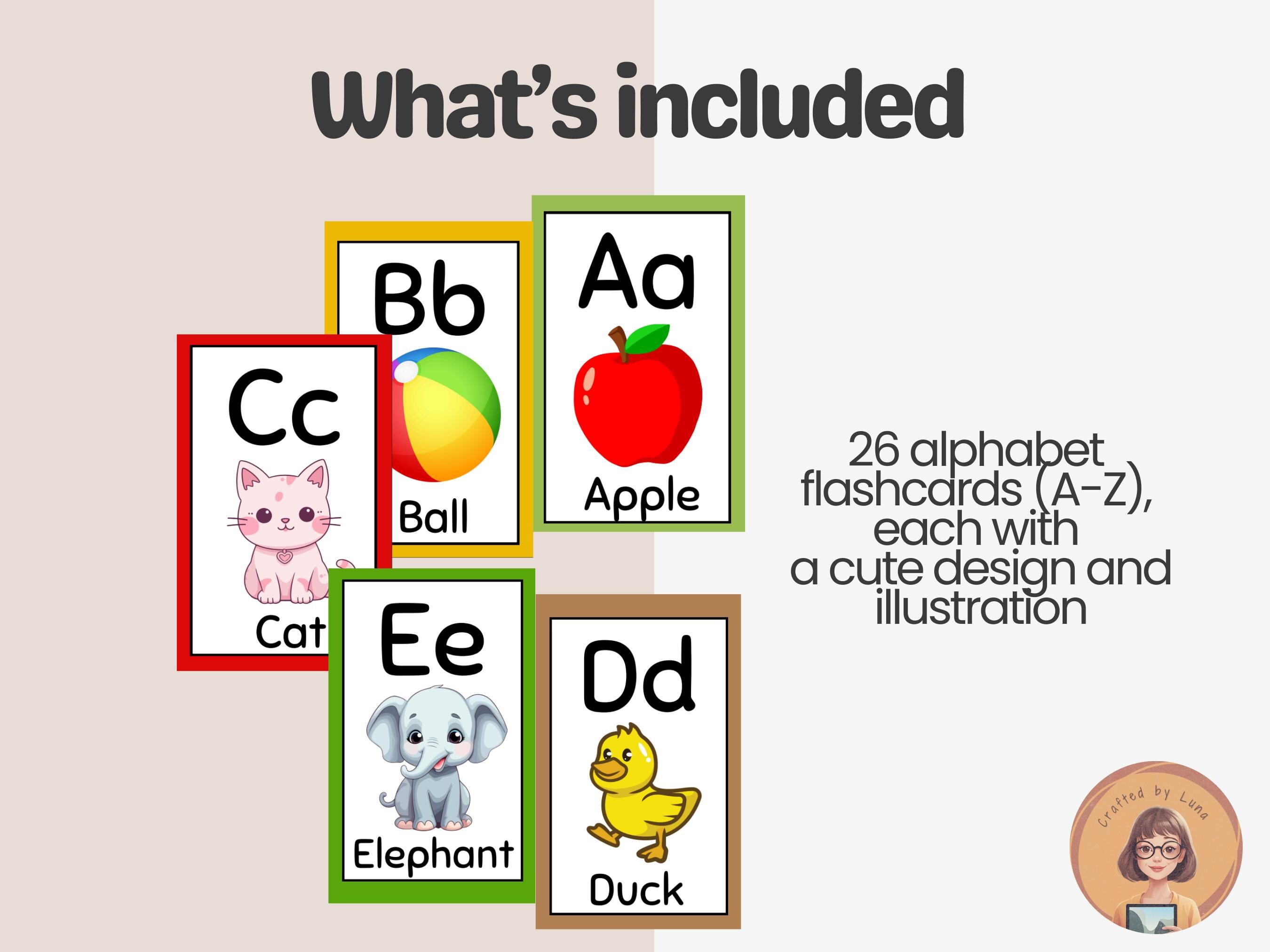 Colorful ABC Flashcards Digital Download, Alphabet Flash Cards ...