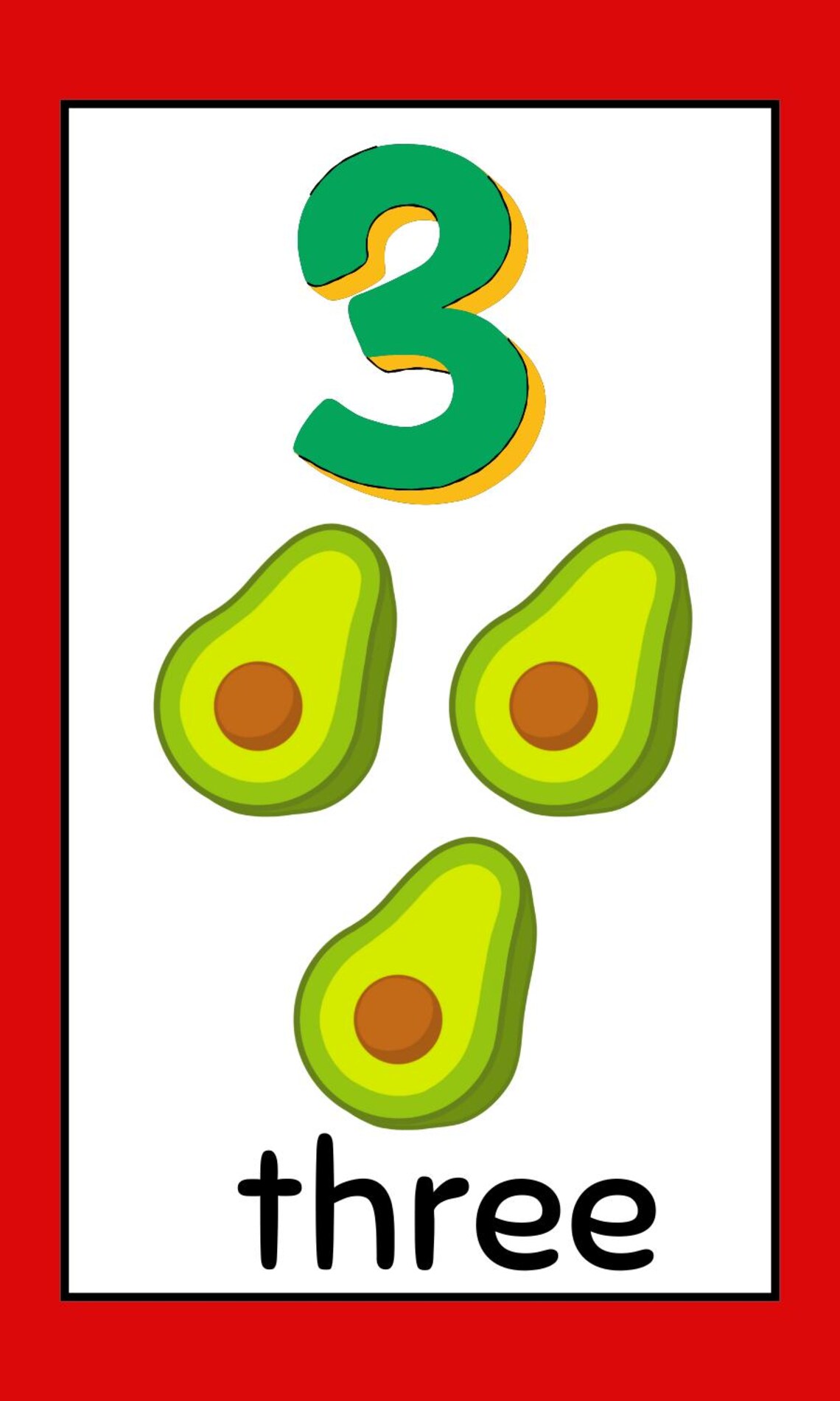 Number Colorful Fruit Number Flashcards 1-10 Digital Download,flash ...