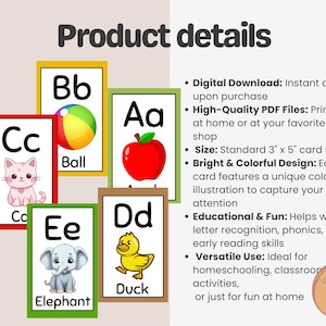 Colorful ABC Flashcards Digital Download, Alphabet Flash Cards ...