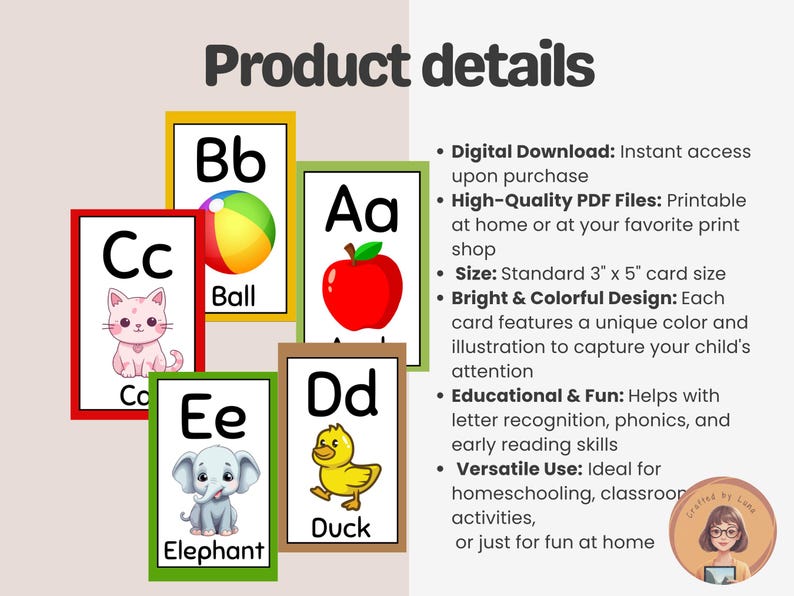 Colorful ABC Flashcards Digital Download, Alphabet Flash Cards ...