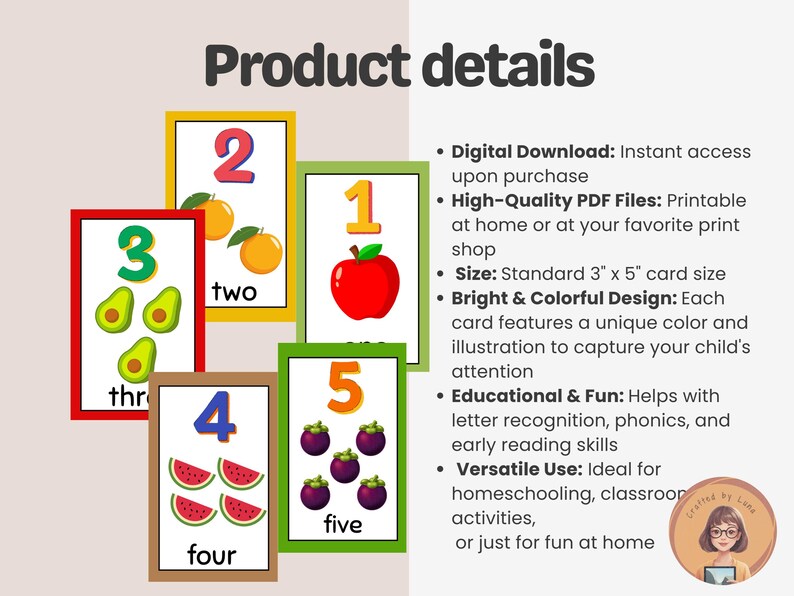 Number Colorful Fruit Number Flashcards 1-10 Digital Download,flash ...