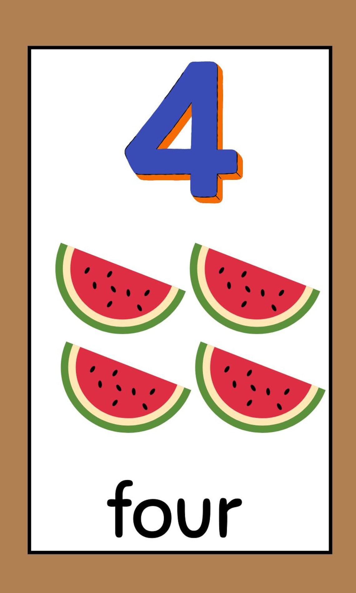 Number Colorful Fruit Number Flashcards 1-10 Digital Download,flash ...