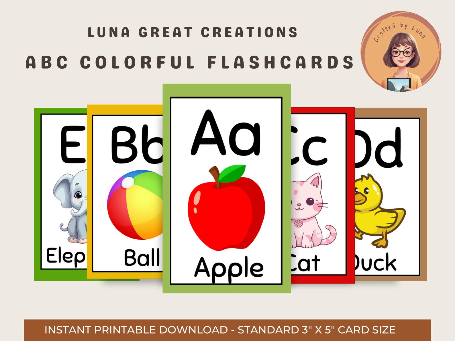 Colorful ABC Flashcards Digital Download, Alphabet Flash Cards ...