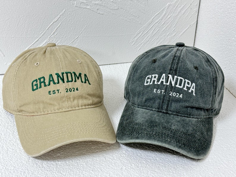 Custom Embroidered Grandpa Grandma Baseball Hat With EST Date ...