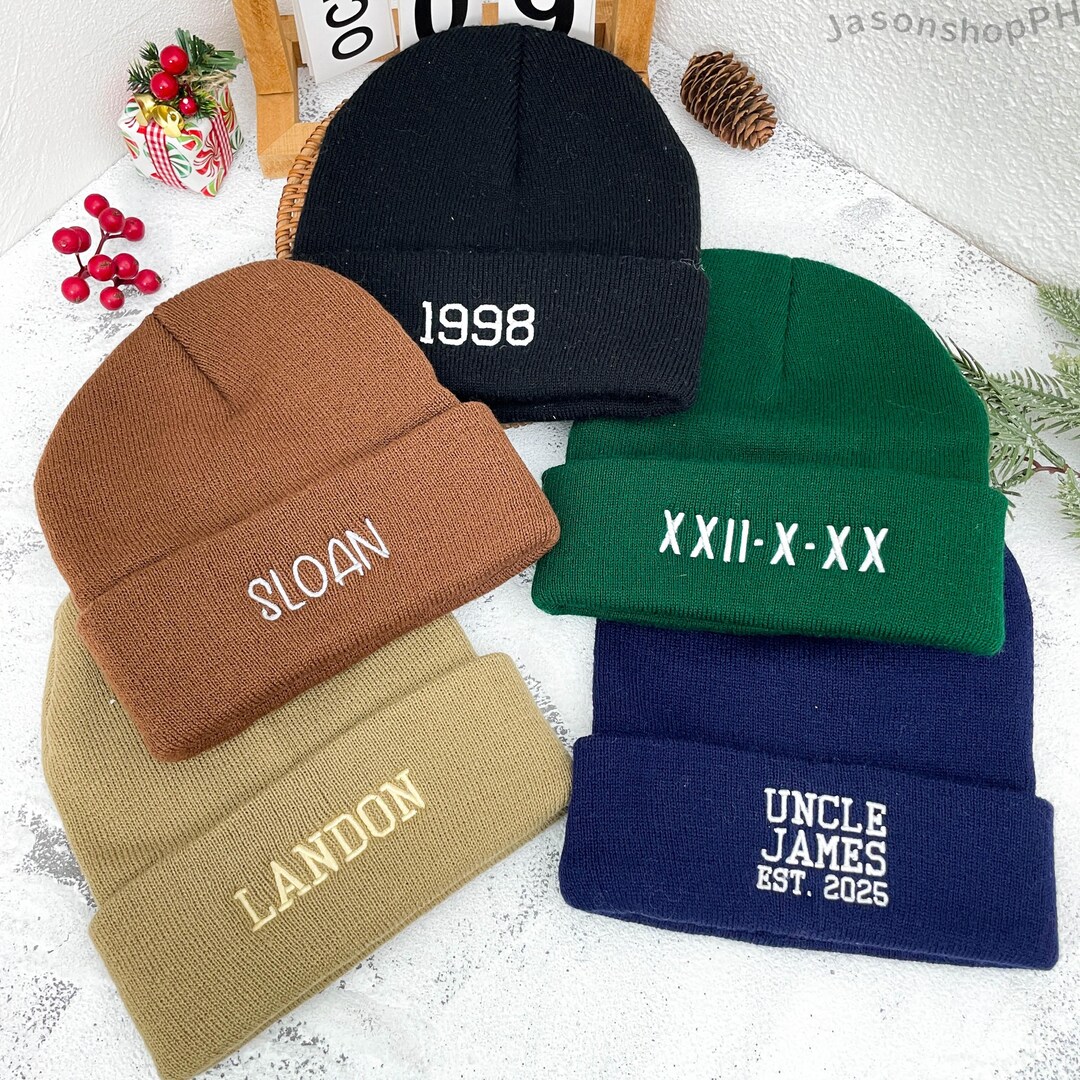 Embroidered Beanie Winter Hat | Custom Logo/text Hats | Beanies for ...