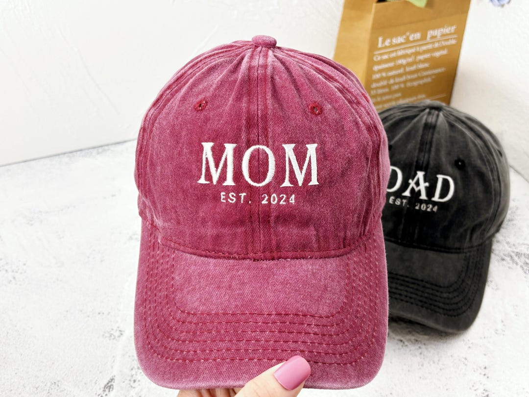 Custom Embroidered Mom Est Hat | Personalized Vintage Baseball Hat ...
