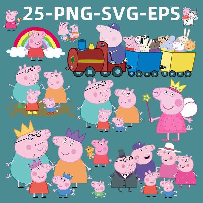 Pink Pig PNG, Family of Pigs SVG, Preschool Pig PNG, Rainbow Pig Png ...