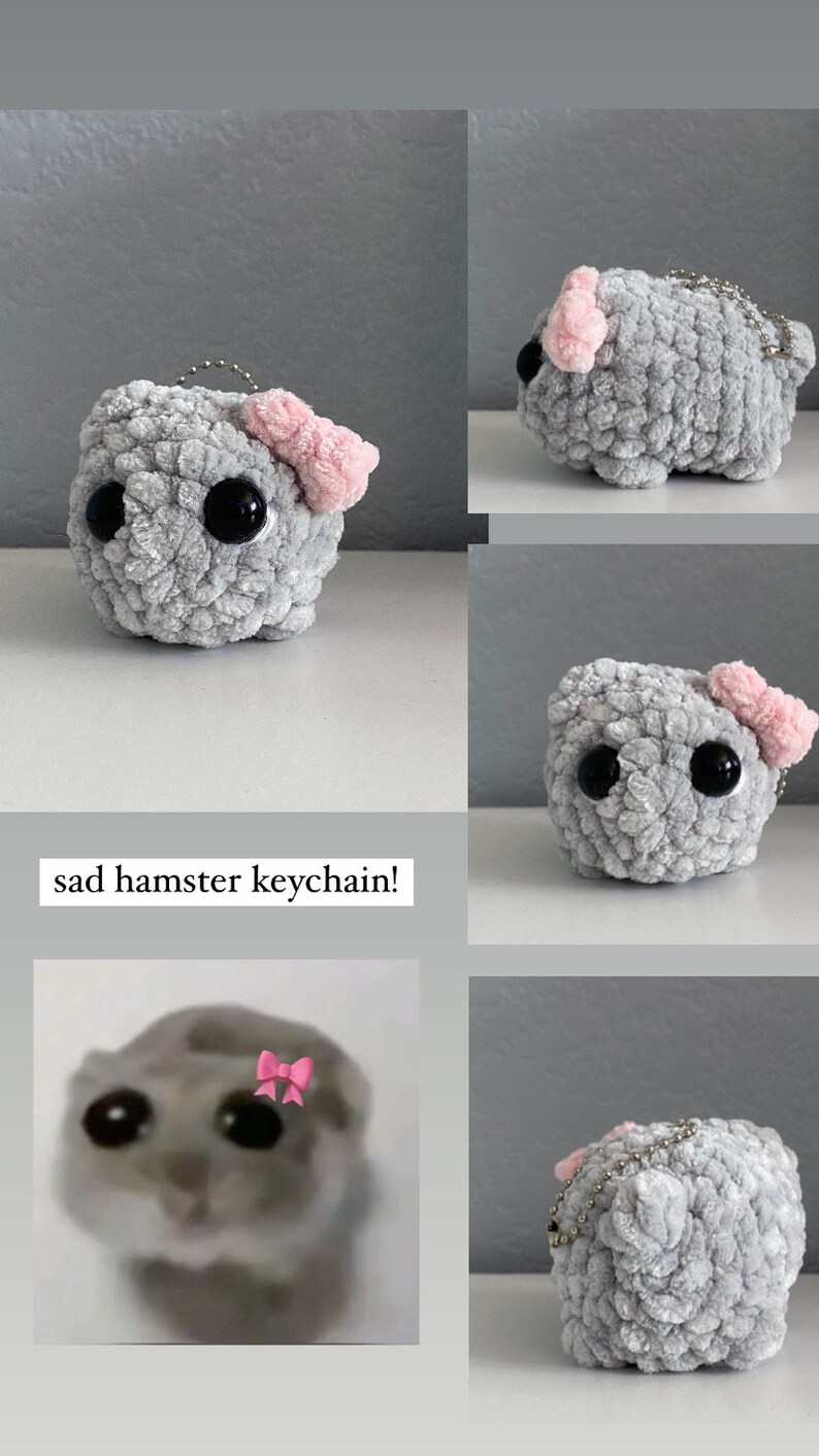 Sad Hamster Meme Tiktok Crochet Plush Cute Keychain - Etsy