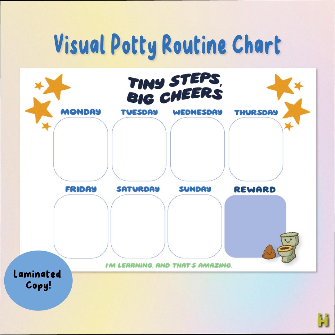 Potty Training Chart Laminated – Tiny Steps, Big Cheers - Visual ...