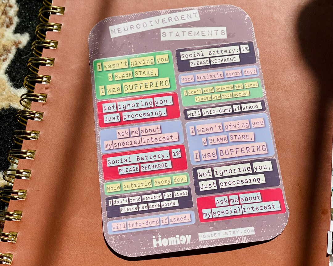 Neurodivergent Communication Stickers: Matte Typewriter Style, ADHD ...