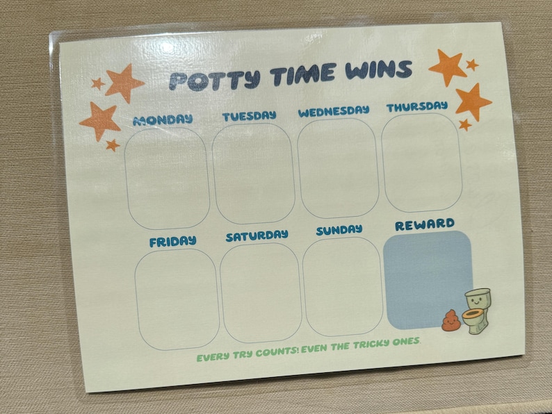 Potty Training Chart Laminated – Potty Time Wins - Visual Routine for ...