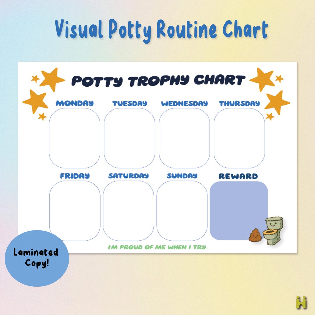 Potty Training Chart Laminated – Potty Trophy Wins - Visual Routine for ...