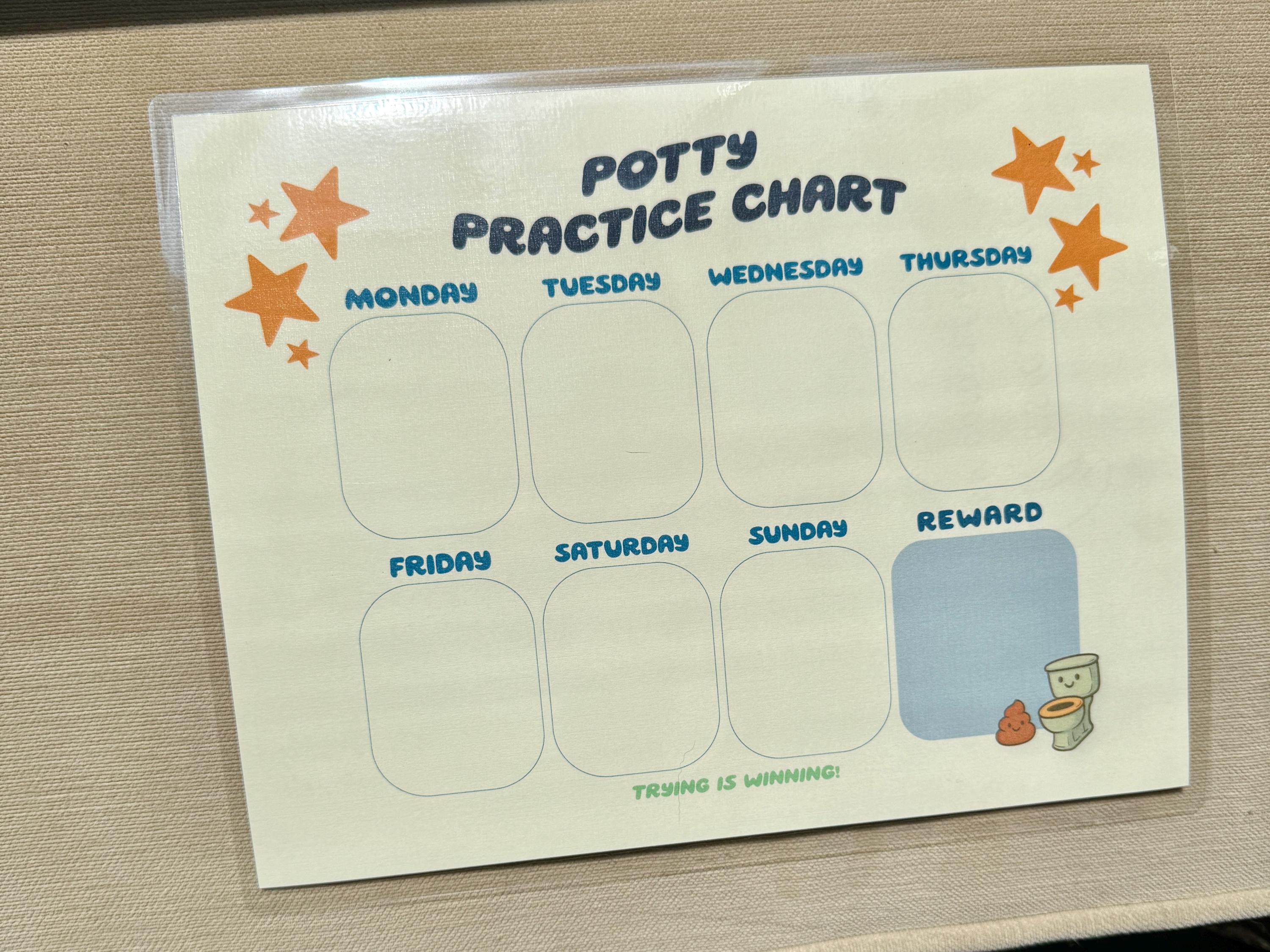 Potty Training Chart Digital Instant Download – Potty Practice Chart ...