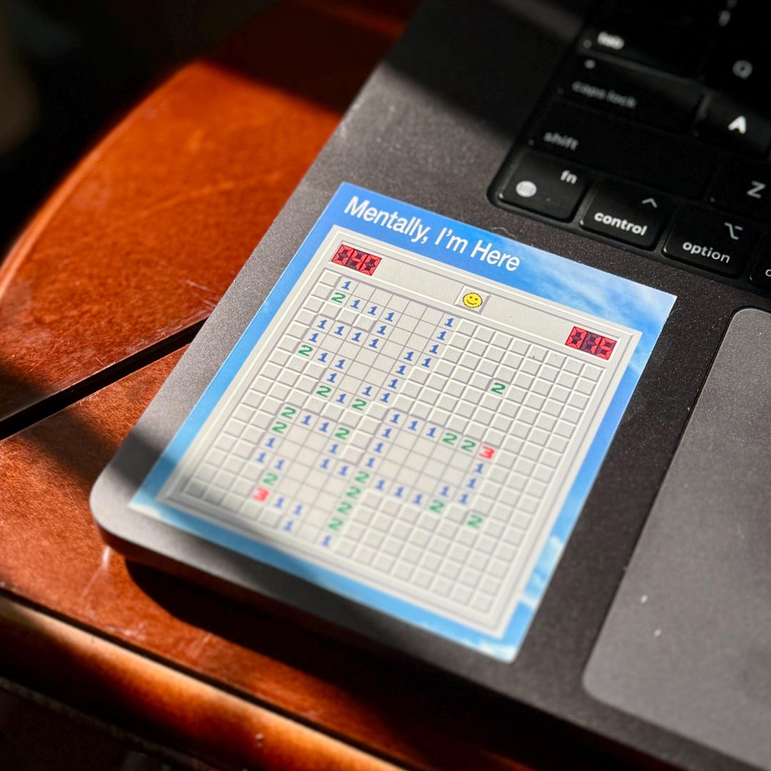 Mentally I’m Here Minesweeper Sticker – Retro Windows Vinyl for Laptops ...