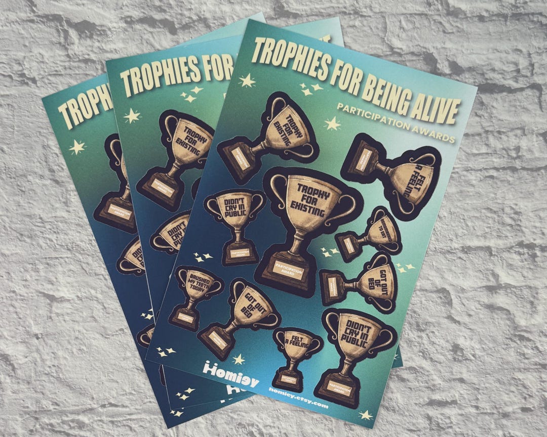 Funny Trophies for Being Alive Sticker Sheet: Neurodivergent Humor - Etsy