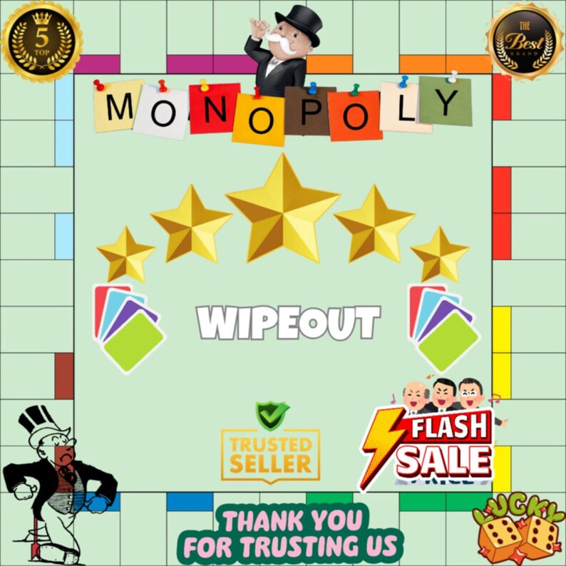 Wipeout Monopoly Go Card Sticker 5-star 1st Album - Etsy