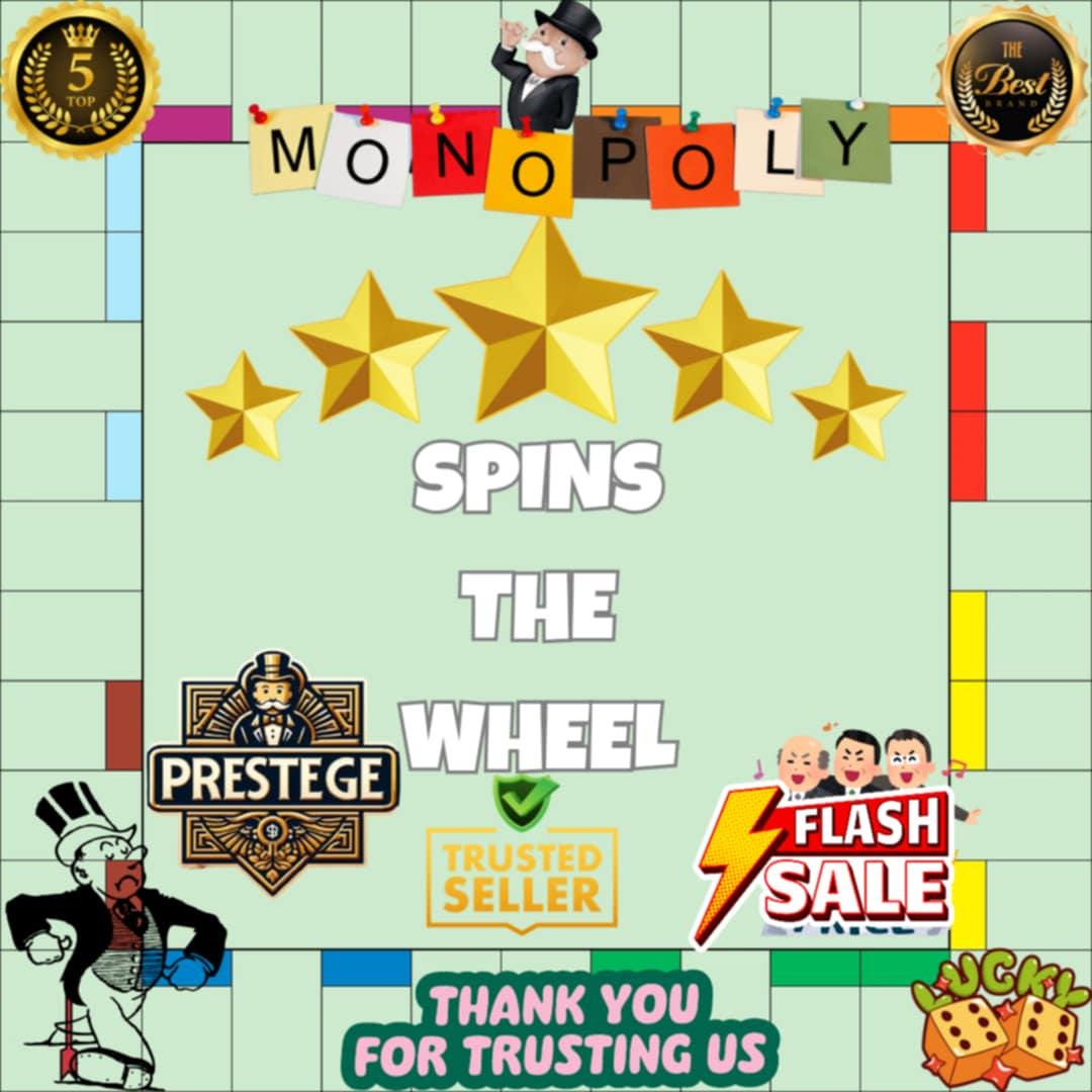 Spin the Wheels Monopoly Go Card Sticker 5-star 2nd Album - Etsy