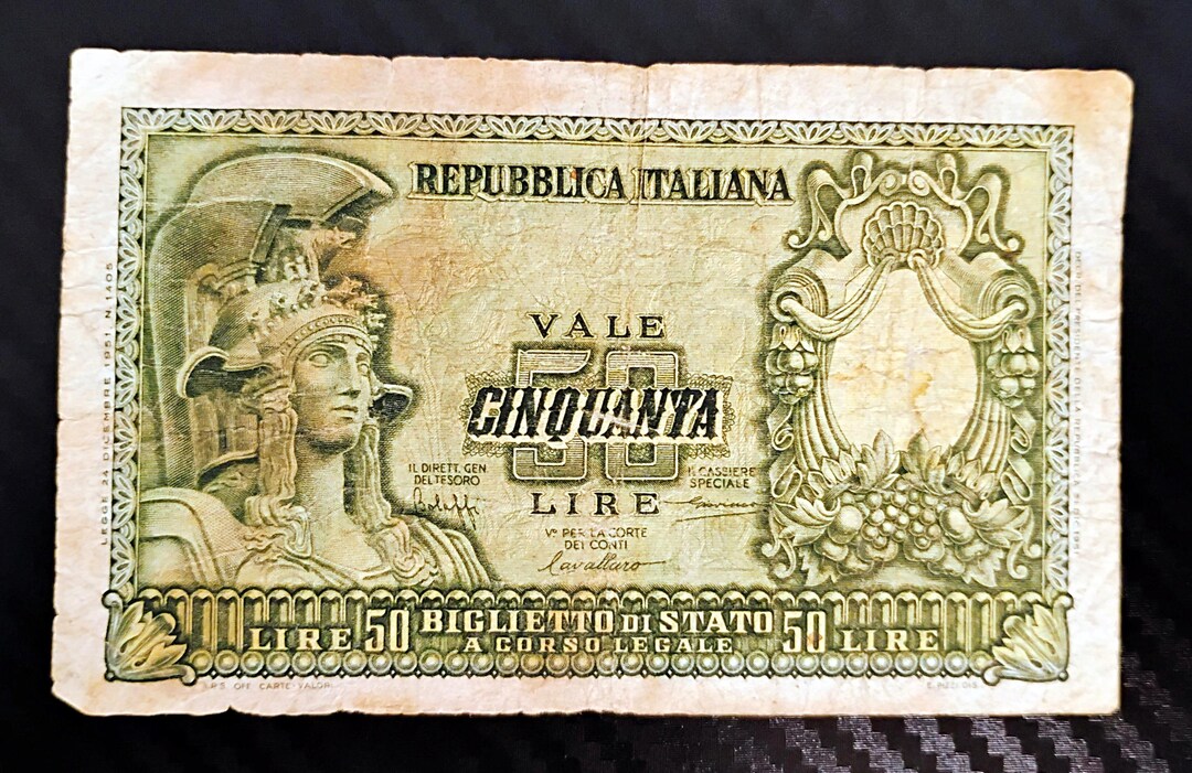 Italy 1951 50 Lire Banknote - Etsy