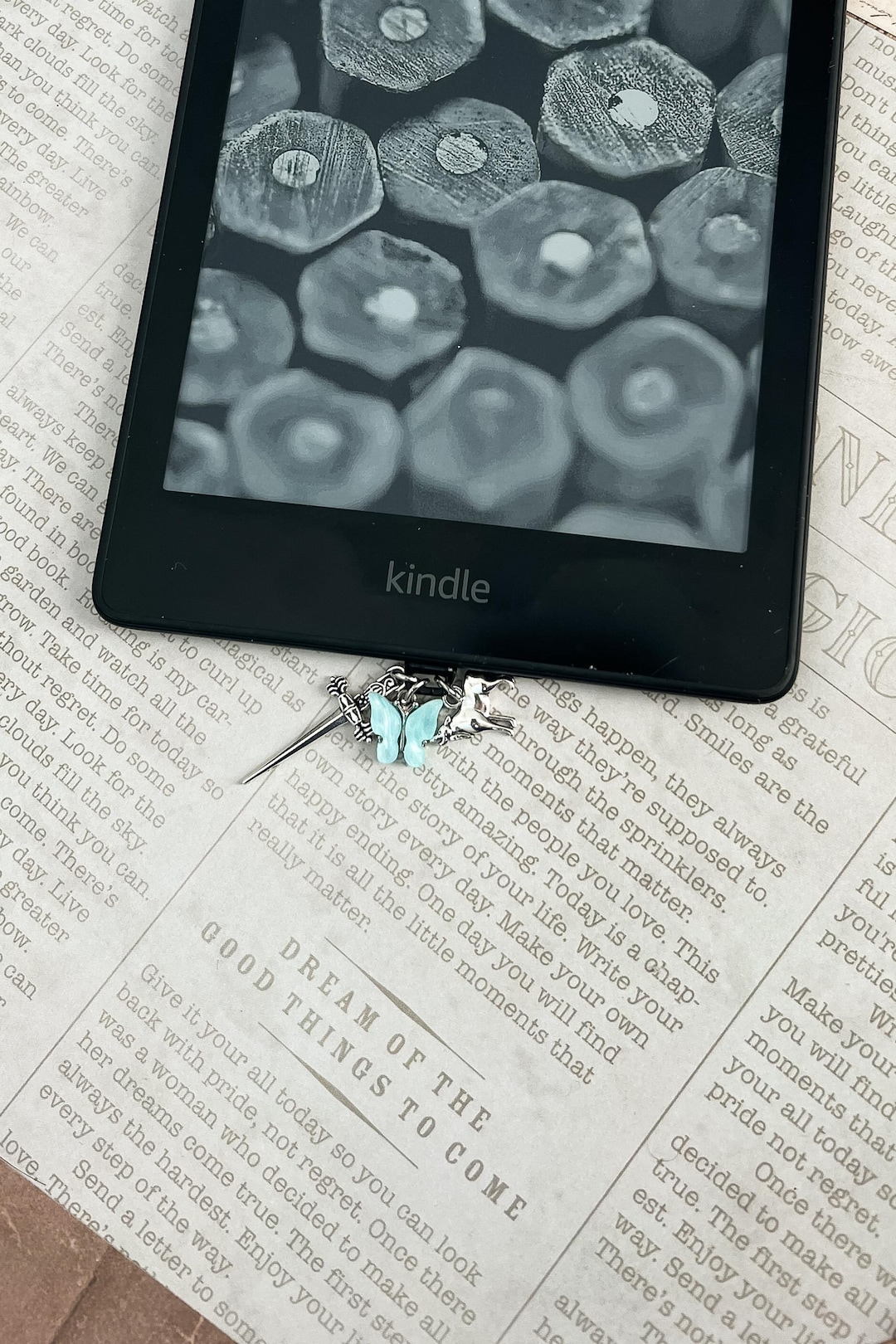 Quicksilver Kindle Charm: Butterfly Dust Plug, Bookish Accessory - Etsy