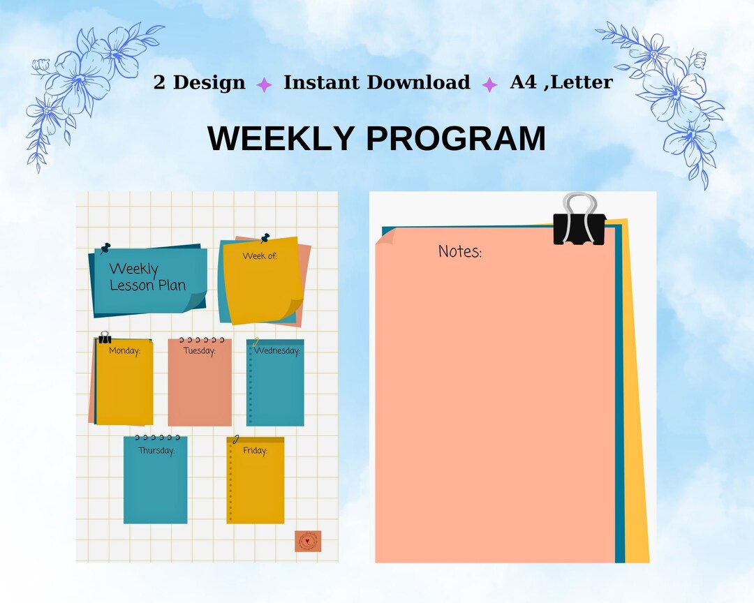 Weekly Program Printable / Program for All / to Organise / Drawing Page ...