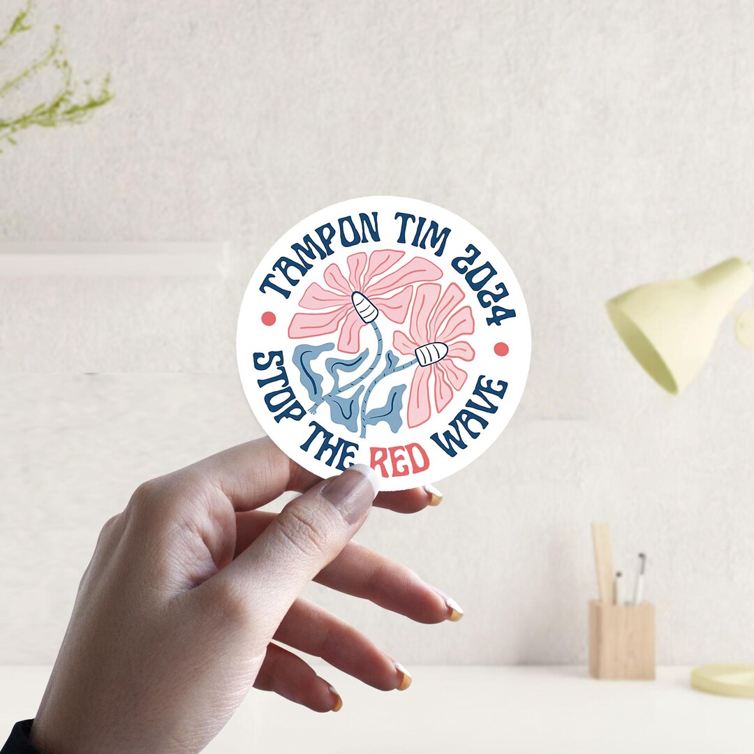 Tampon Tim 2024 Sticker, Stop the Red Wave Sticker, Kamala Harris ...