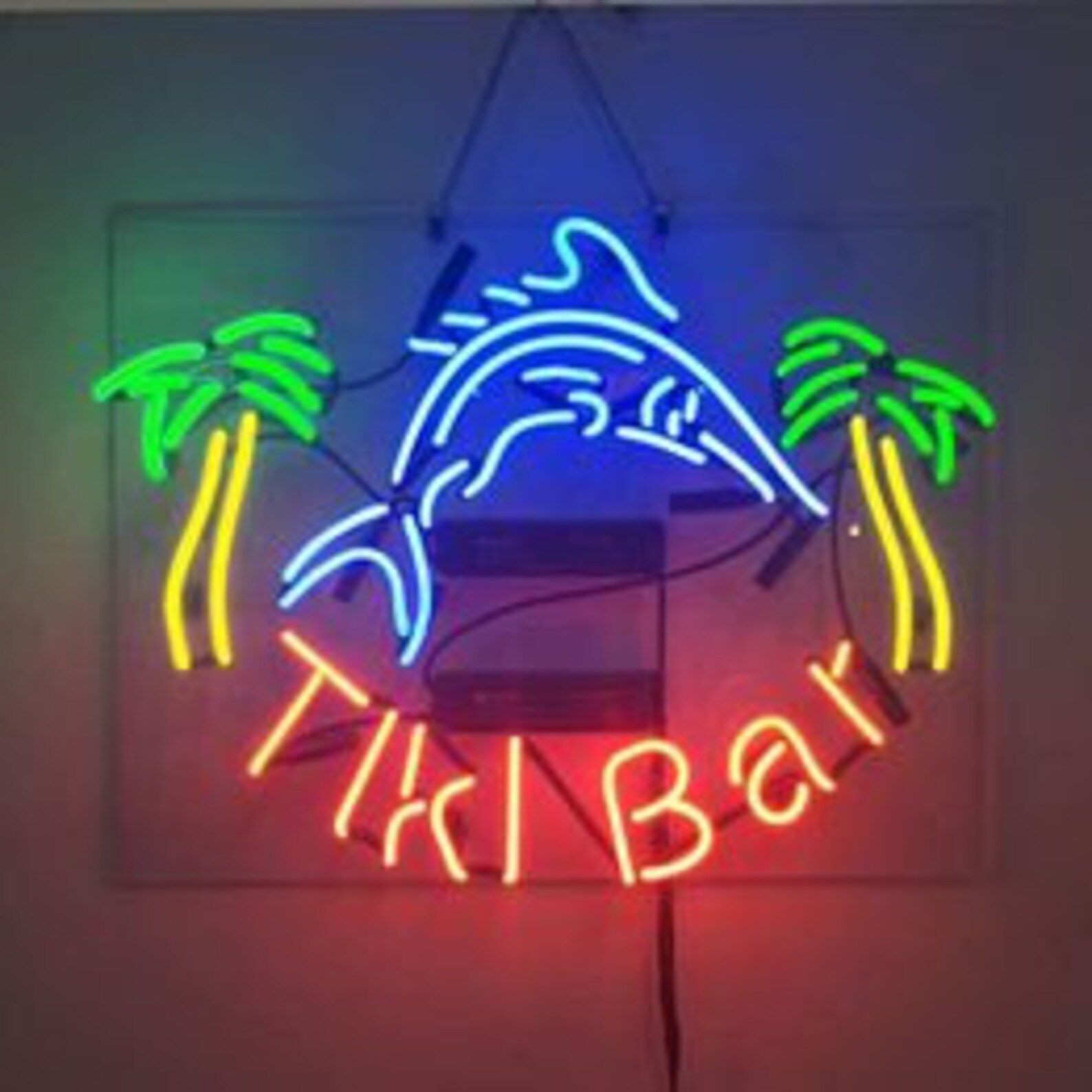 Neon Tiki Bar Glass Sign - Etsy
