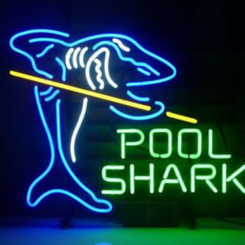 Neon Pool Shark Glass Sign - Etsy
