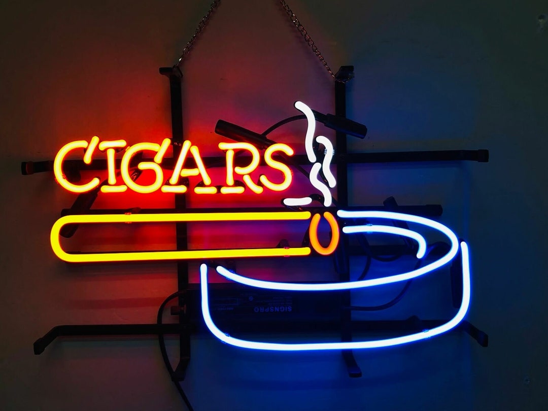 Neon Cigars Lounge Shop Glass Sign - Etsy