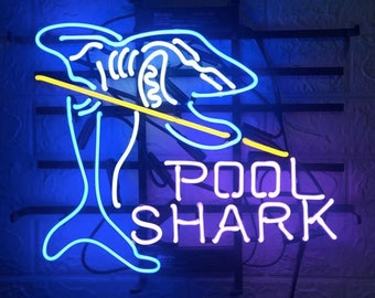 Neon Pool Shark Glass Sign - Etsy