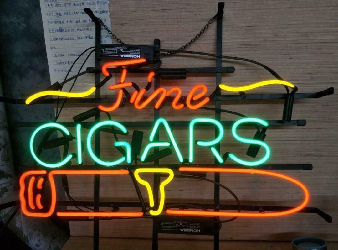 Neon Fine Cigars Bar Glass Sign - Etsy
