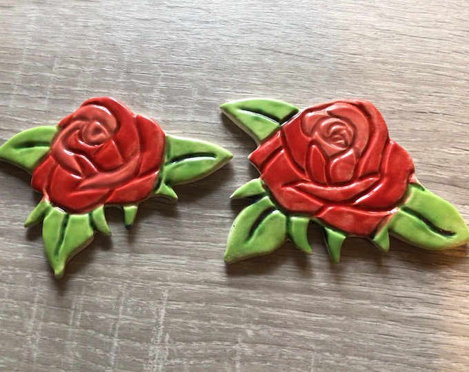 Ceramic Red Rose Mosaic Tiles, Tile Shapes, Handmade and Unique to Add ...