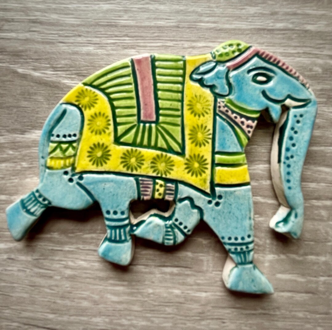 Handmade Ceramic Blue Elephant Mosaic Tile - Etsy