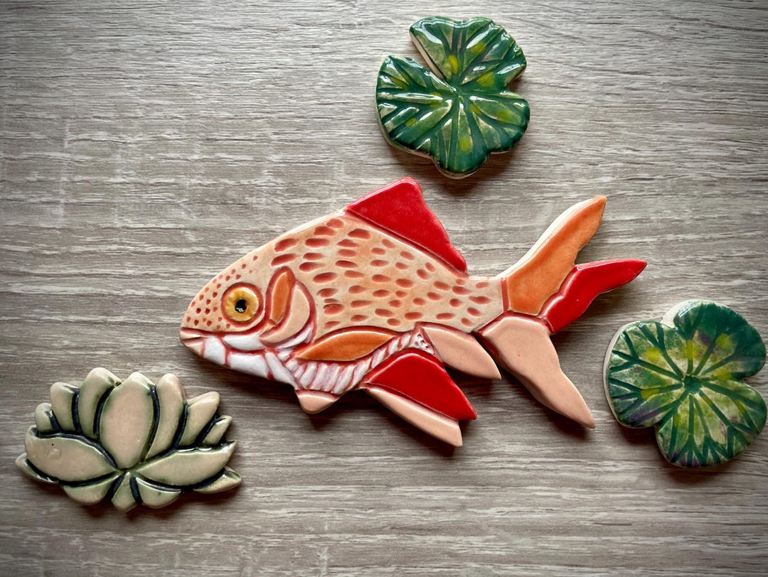 Handmade Ceramic Spotty Koi Mosaic Tile Shape - Etsy