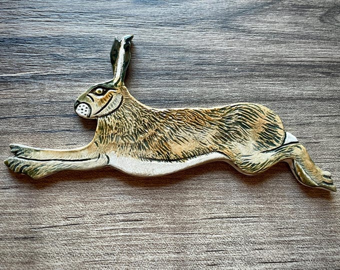 Handmade Ceramic Hare Mosaic Tile, Incised Surface Detail - Etsy