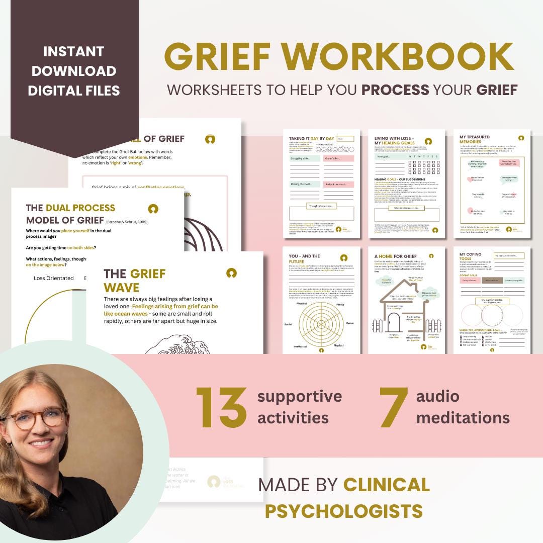 Grief Worksheets and Grief Meditation Bundle, Bereavement Worksheets, Grief and Loss Therapy ...