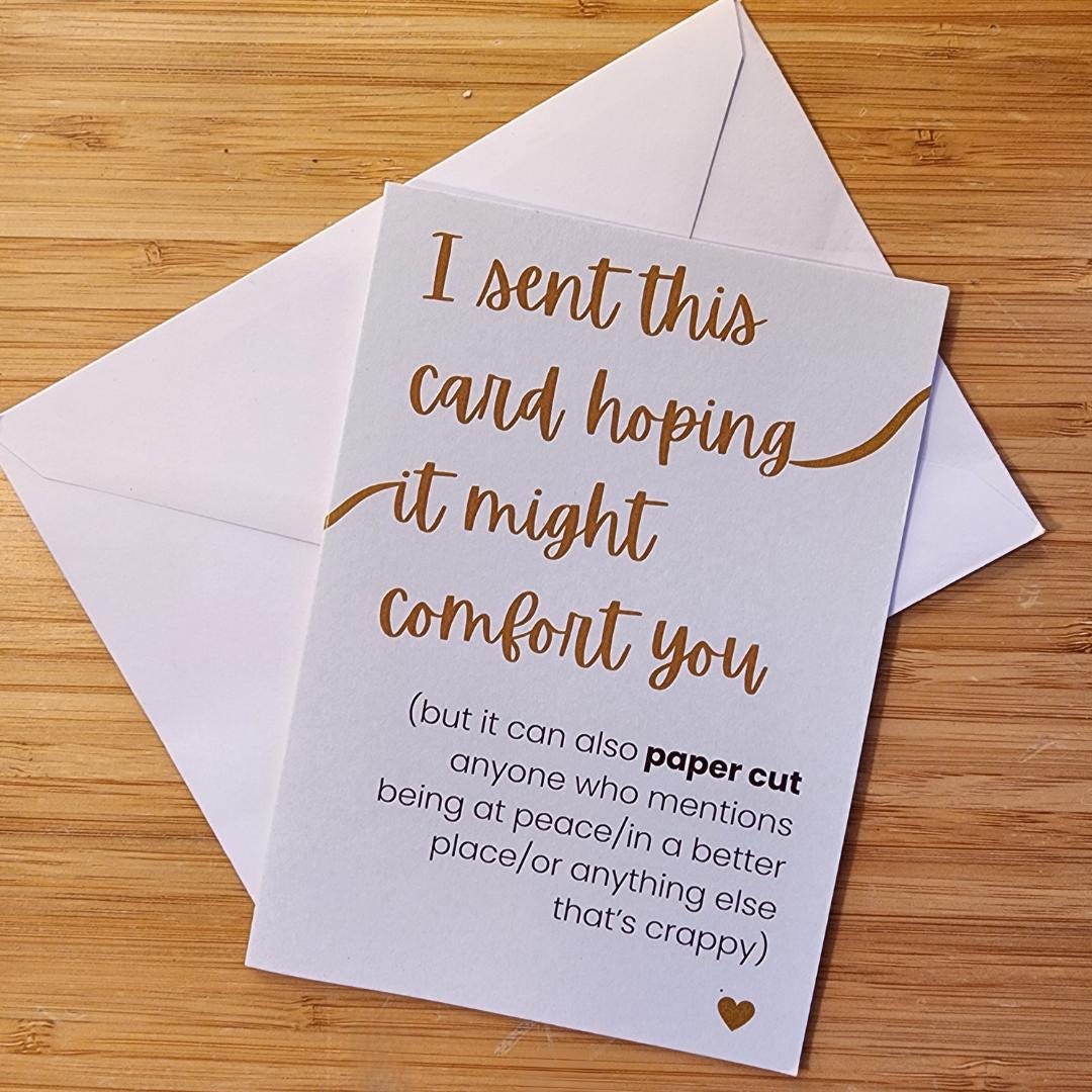 Funny Bereavement & Sympathy Card, Comfort and Papercuts, Thinking of ...