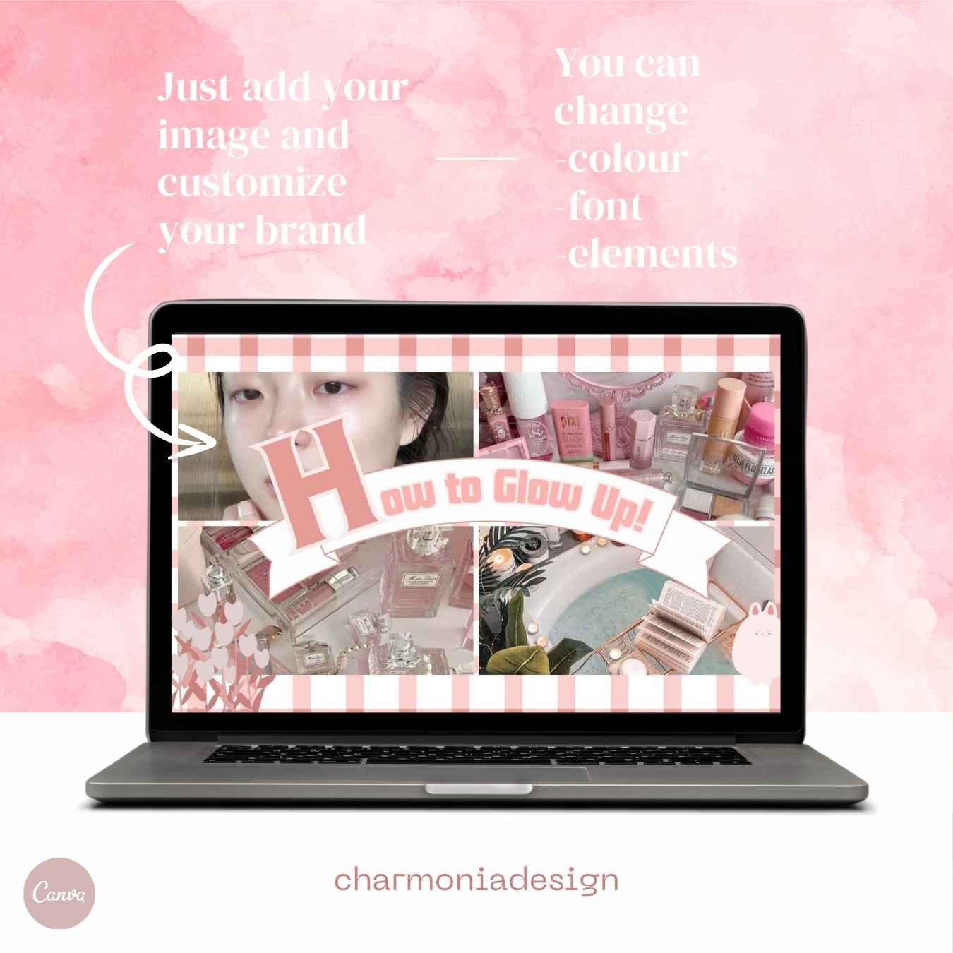 Pink Aesthetic Youtube Thumbnail Canva Templates, Cute Youtube ...