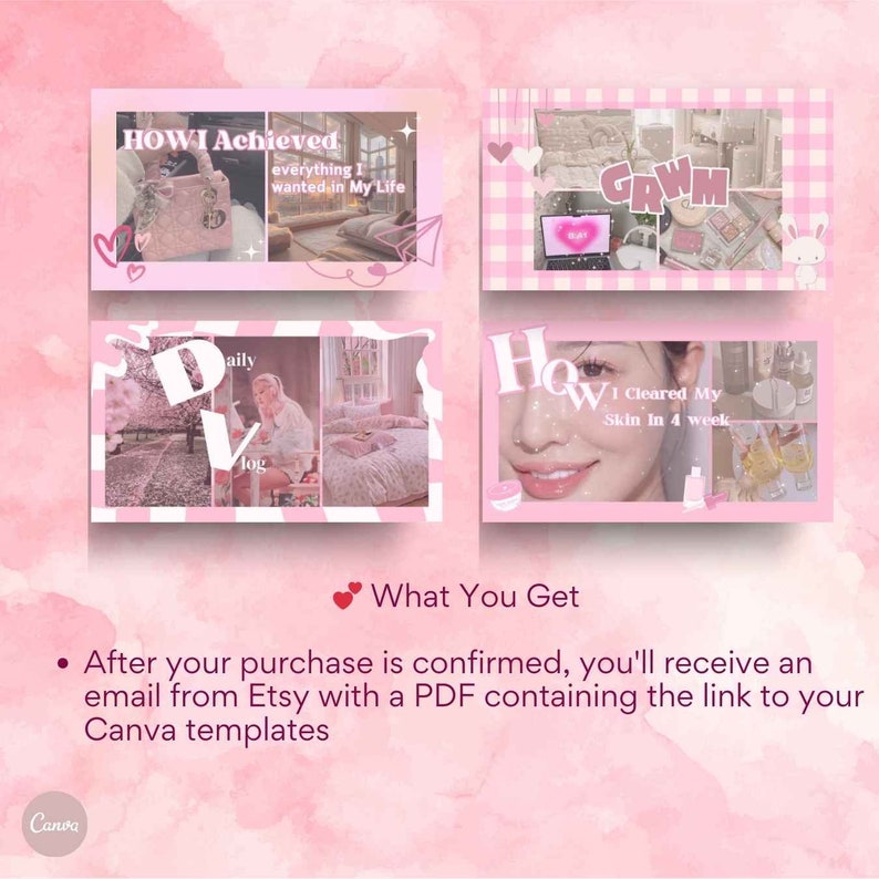 Pink Aesthetic Youtube Thumbnail Canva Templates, Cute Youtube ...