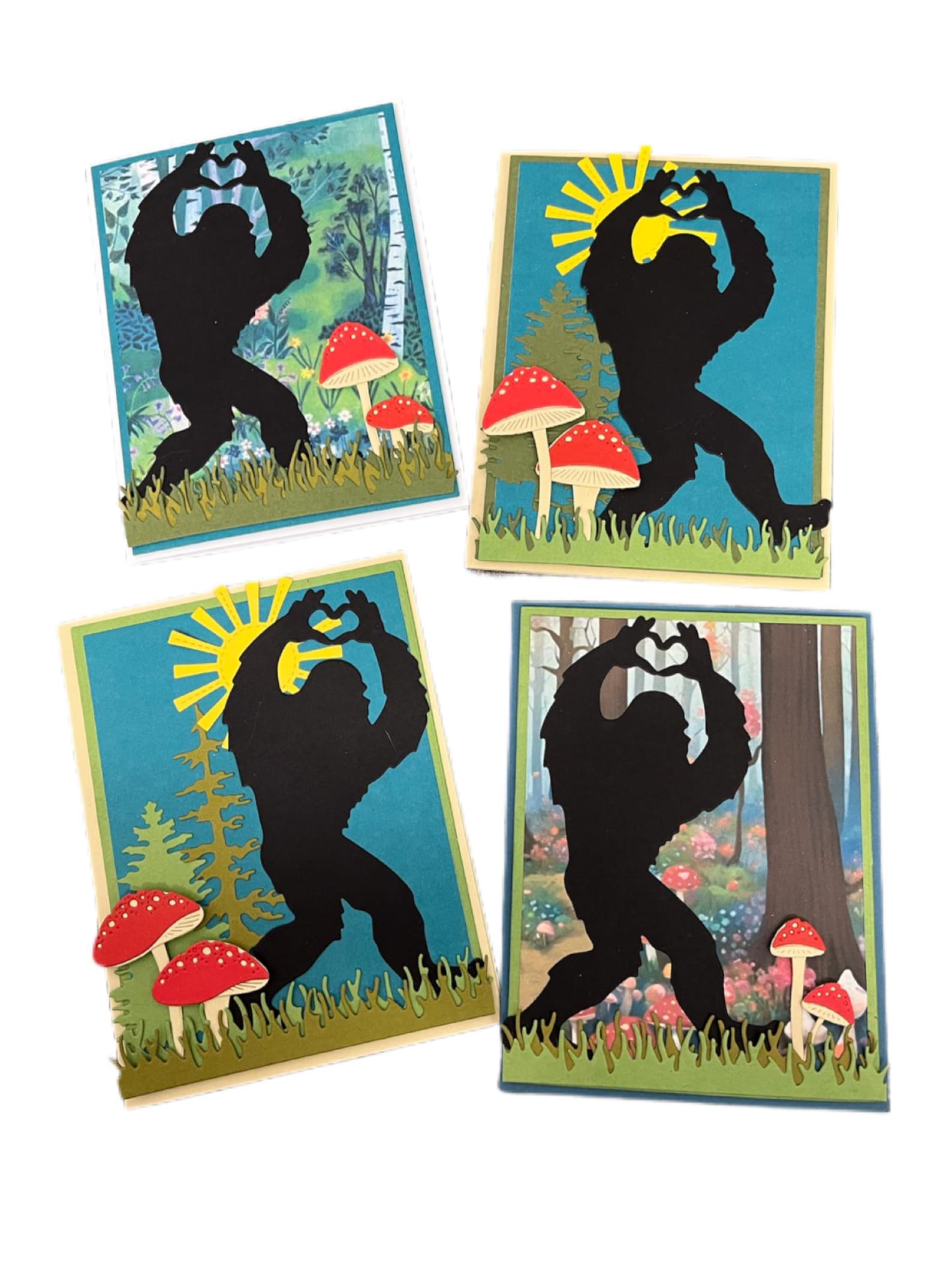 2 or 4 Handmade Cards. Made by Me, Crafty Kitty. Bigfoot Sasquatch ...